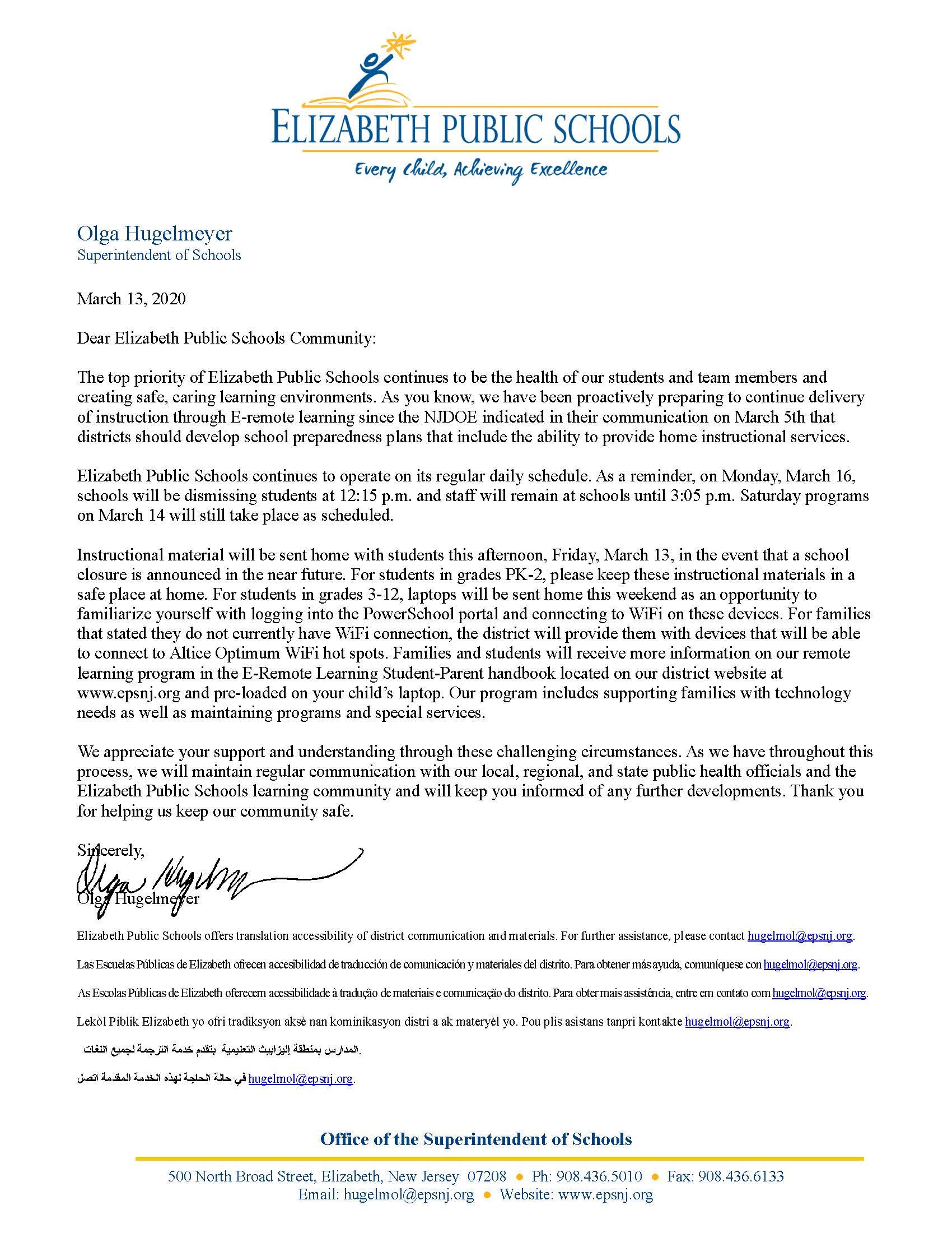 Elizabeth School District / Homepage